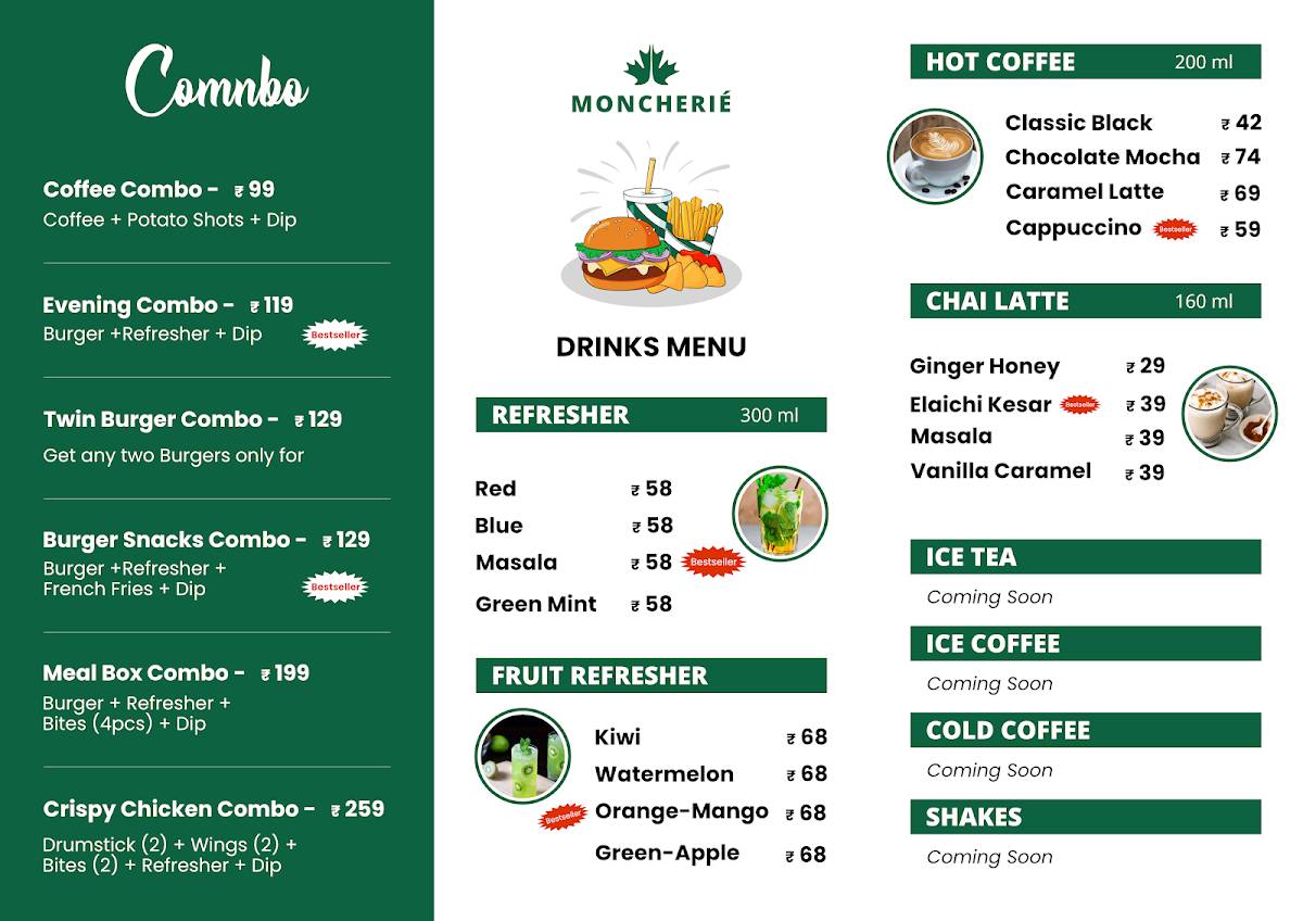 Menu at Moncheriie, Hojai
