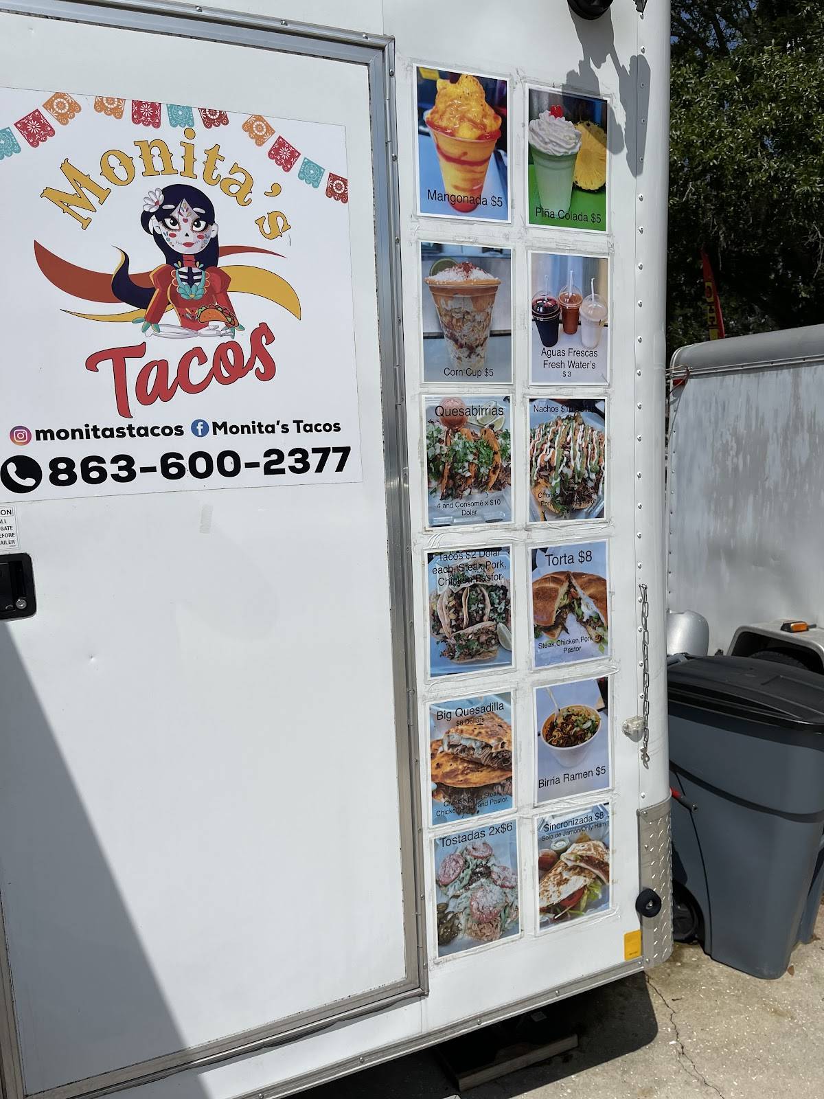Menu at Monita’s Tacos restaurant, Lakeland