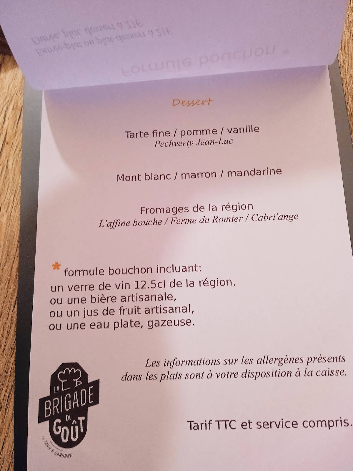 Menu au Les 5 bouchons restaurant, Montauban