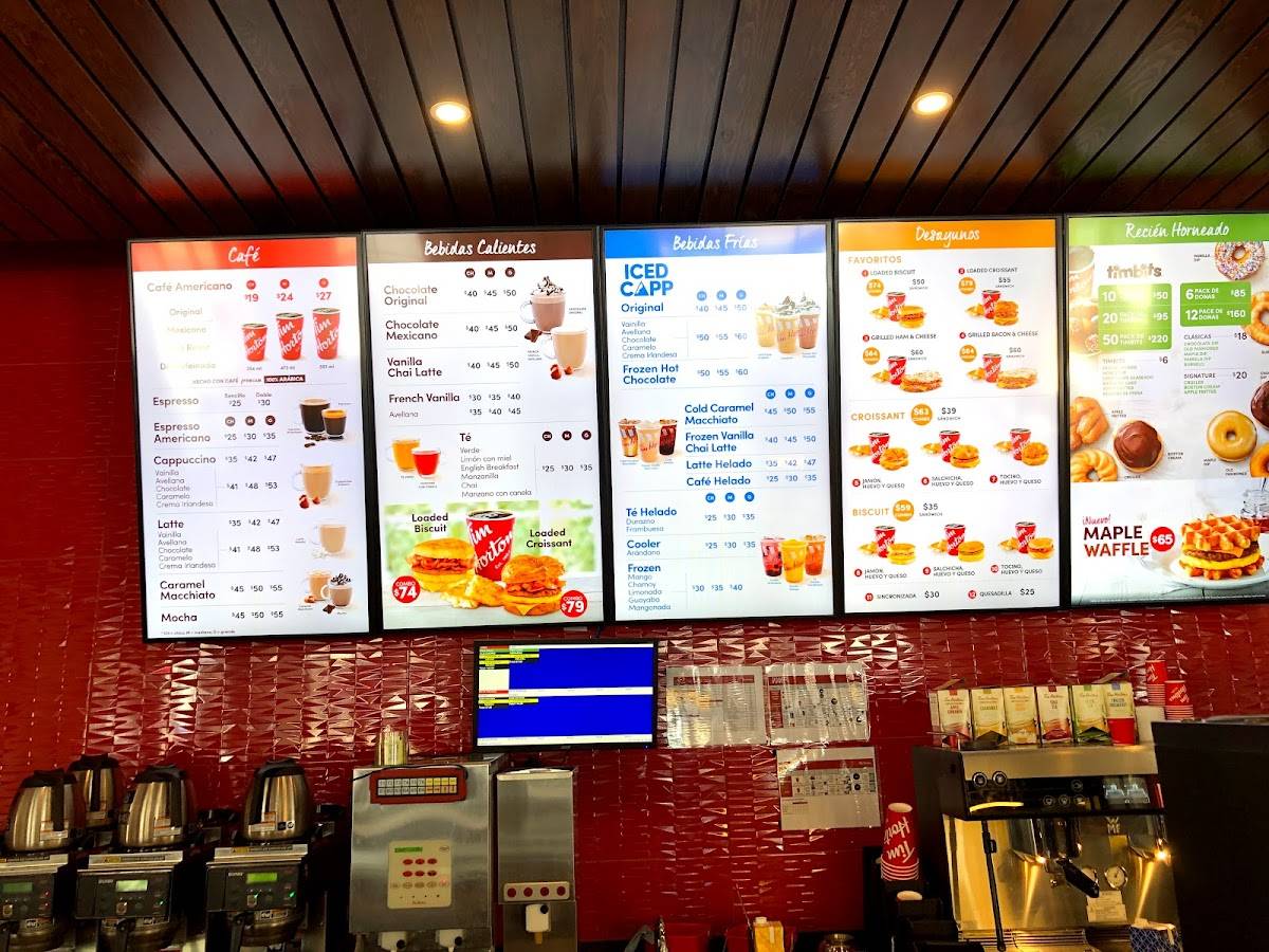 Carta del café Tim Hortons, Monterrey, Av. Eugenio Garza Sada 3933
