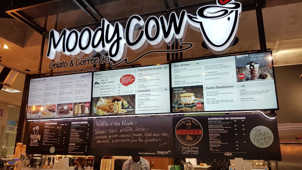 Menu at Moody Cow restaurant, Roodepoort