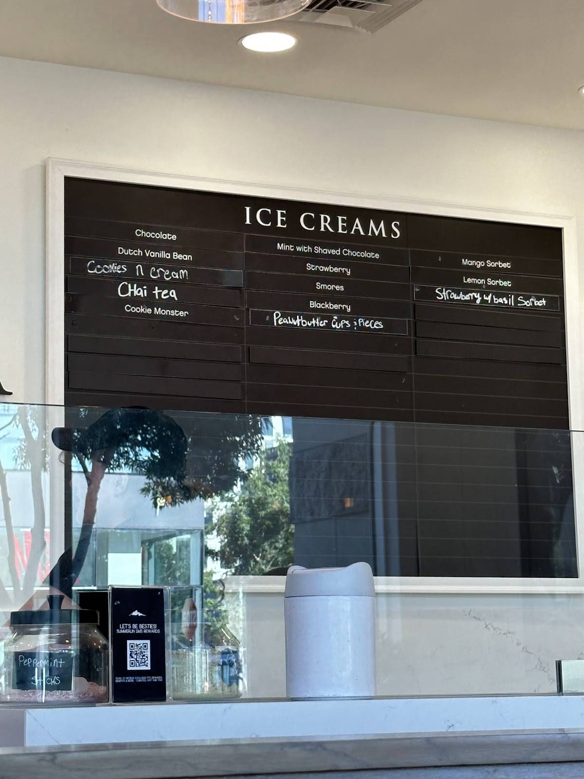 Menu at Mora Iced Creamery - Downtown Summerlin restaurant, Las Vegas