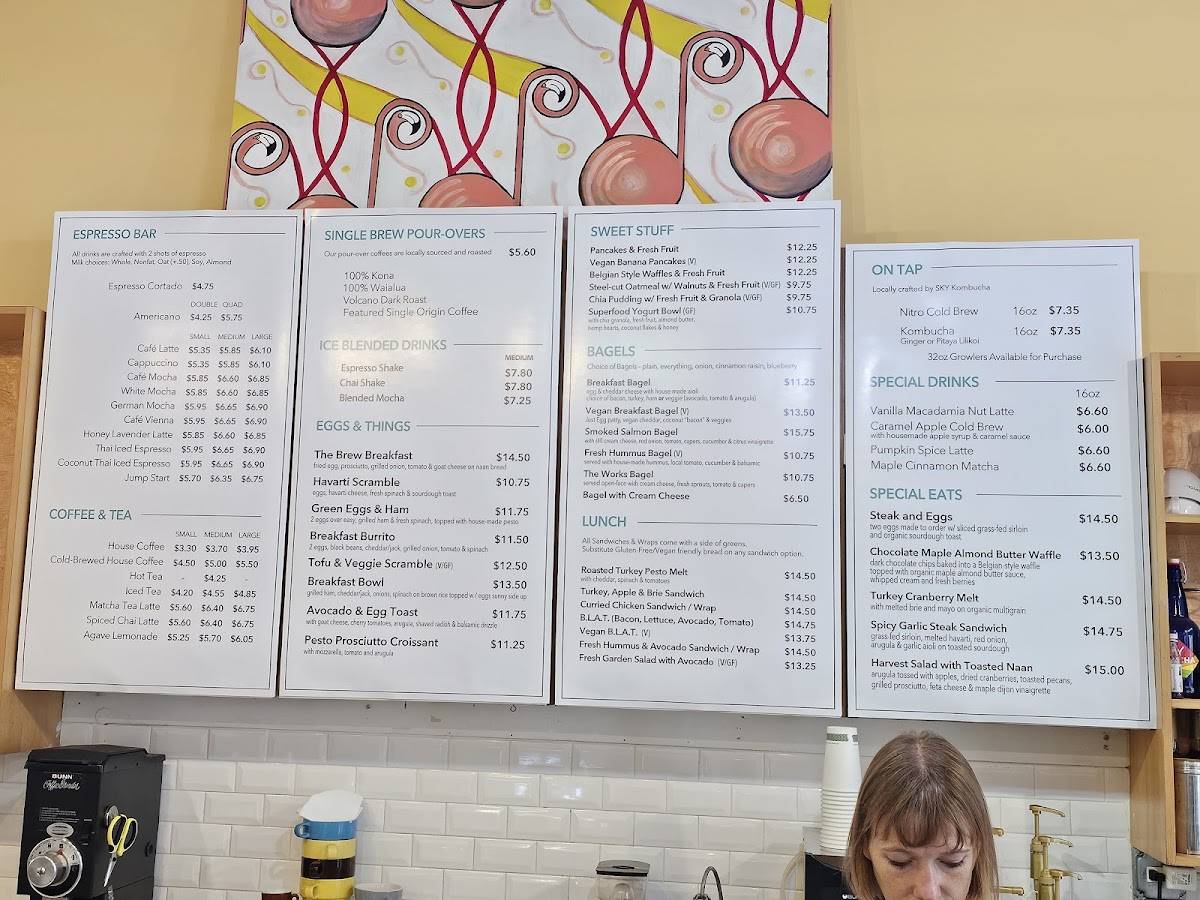 Menu at Morning Brew cafe, Kailua