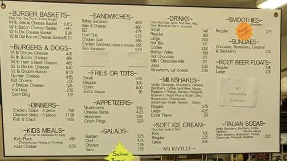 Menu at Burger Time restaurant, Mount Angel
