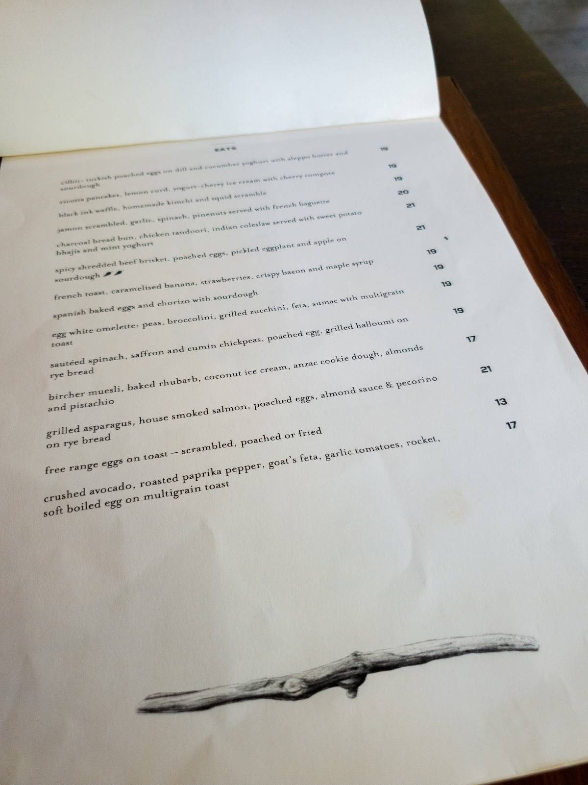Menu at Mount Street Breakfast Bar, West Perth