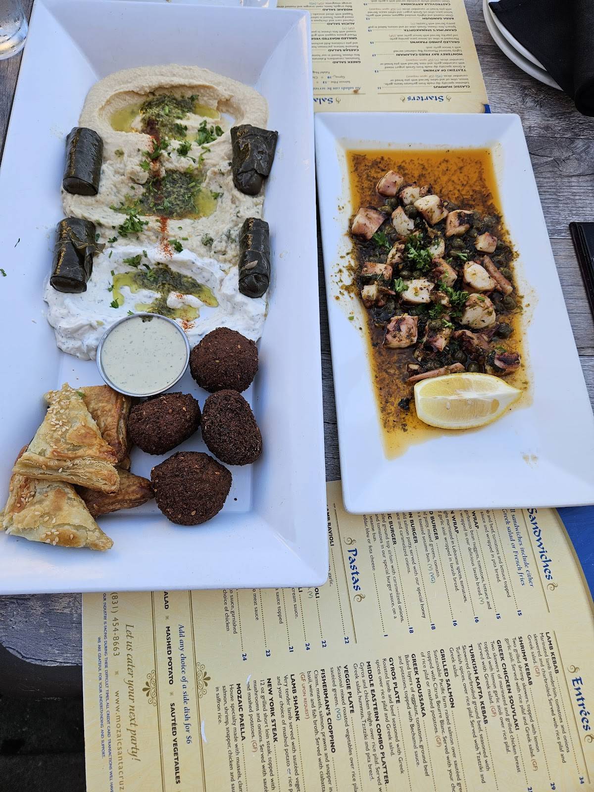 Menu at Mozaic restaurant, Santa Cruz, 110 Church St