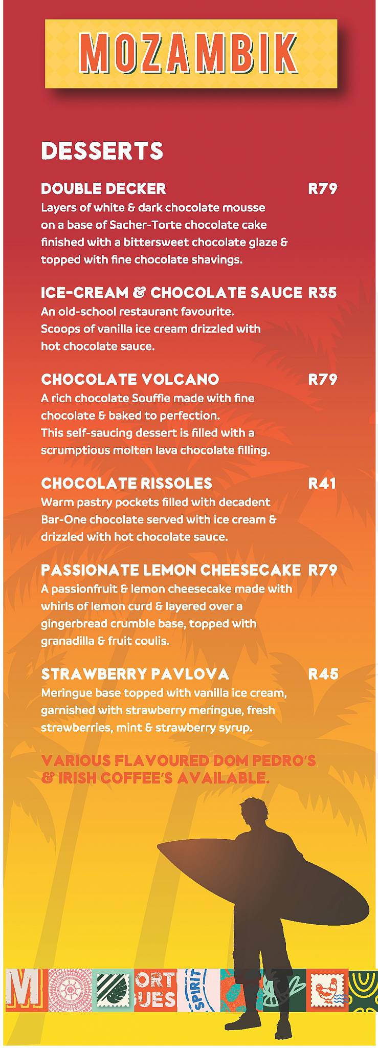 Menu at Mozambik The Pearls Mall restaurant, Umhlanga, Shop 9a