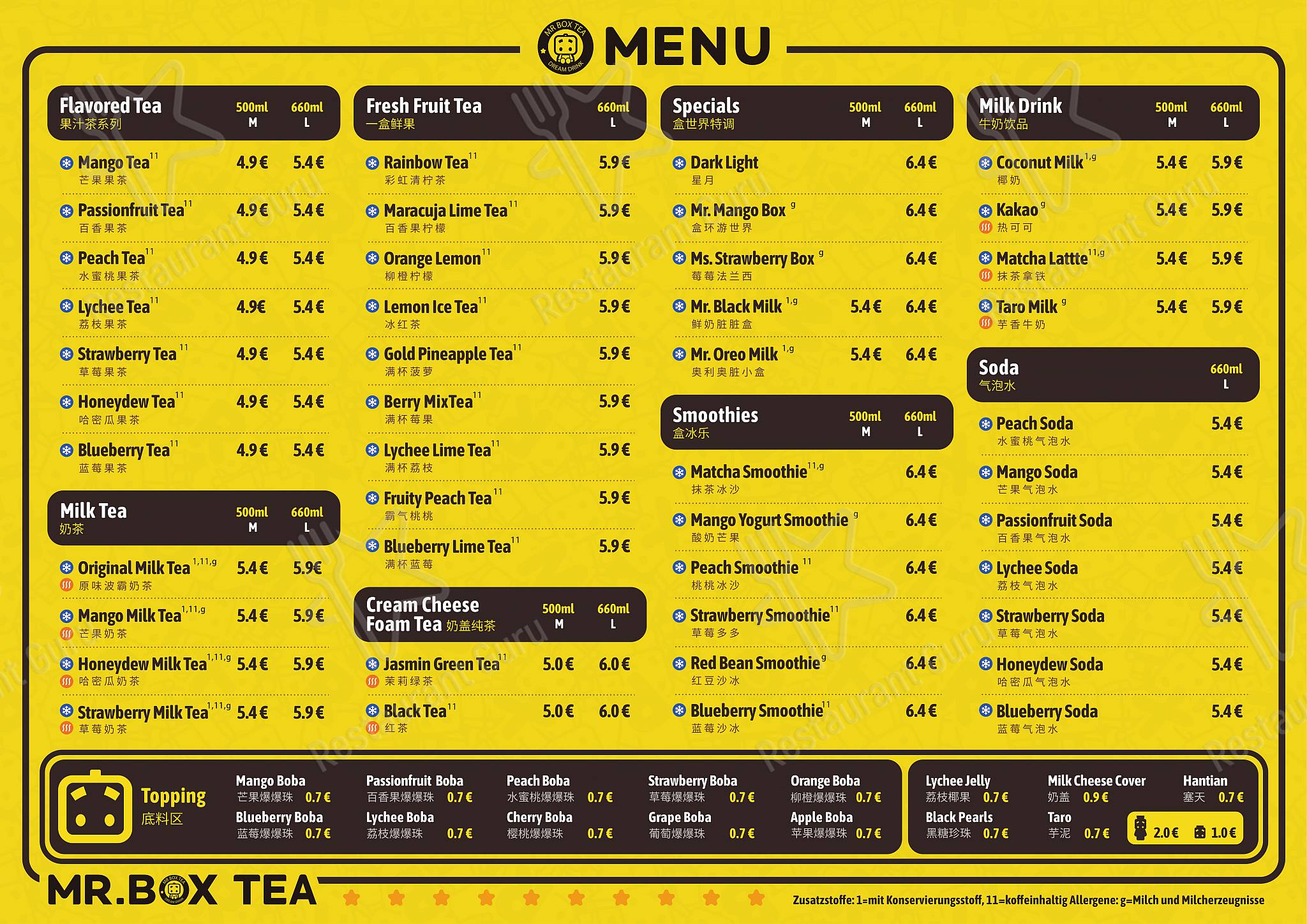 Speisekarte von Mr. Box Tea Munich | Stachus Passagen, München ...