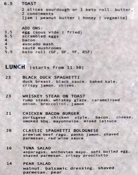 Menu at MsChief Bake.Brunch.Brews cafe, Crows Nest