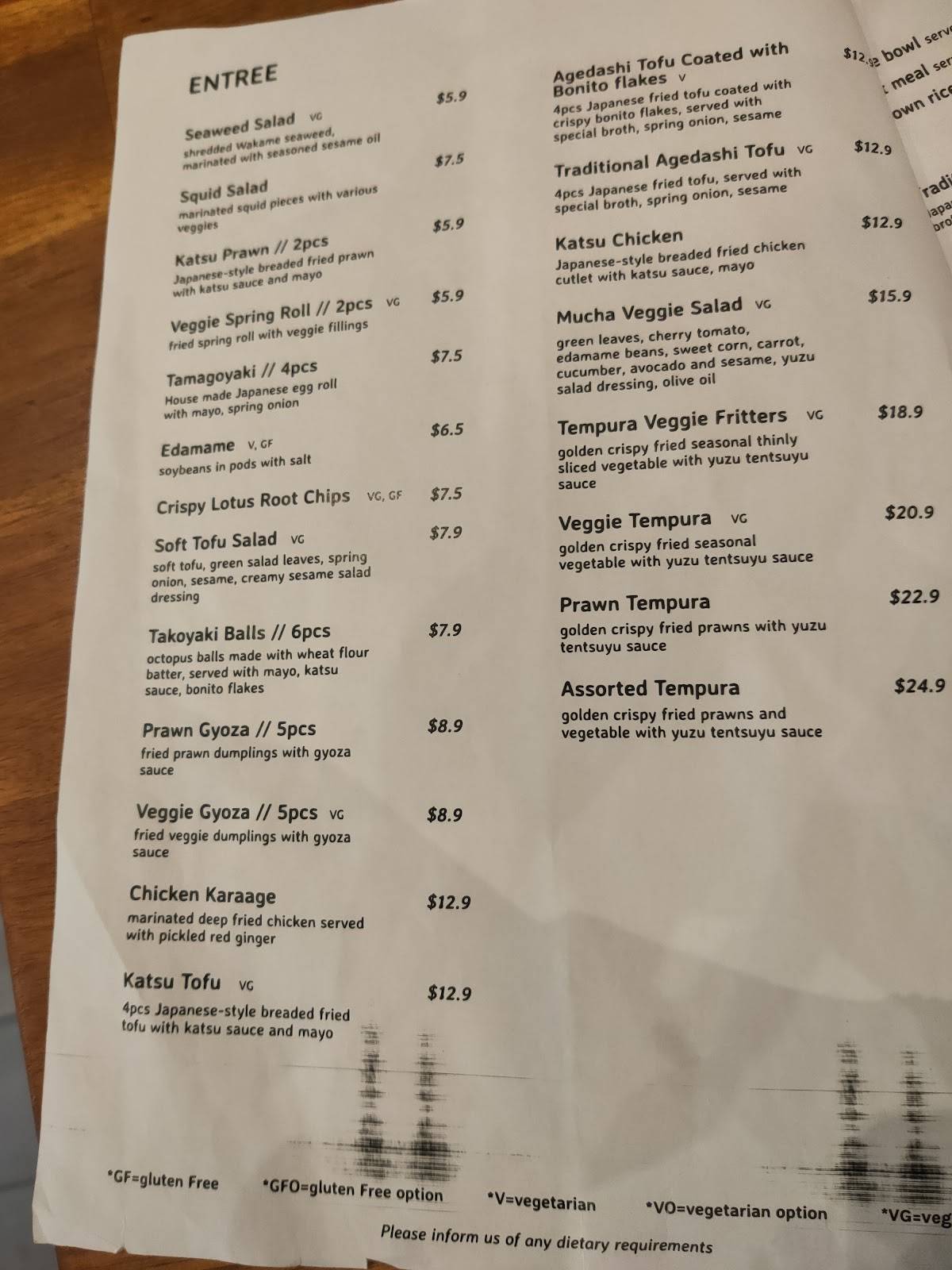 Menu at Mucha Kitchen Japanese Restaurant & Café, Ardross