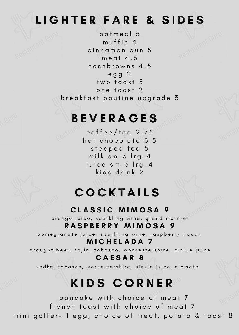 Menu at Mulligan's Restaurant & Lounge, Winkler