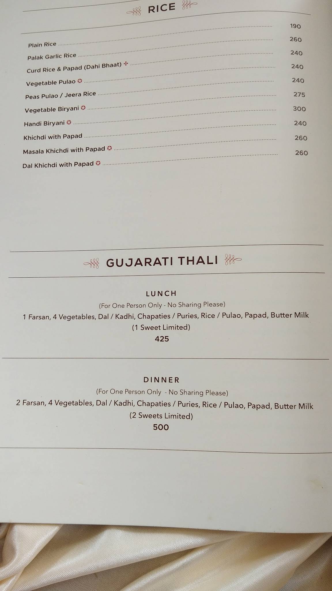 Menu at Status Restaurant, Mumbai, Regent Chambers