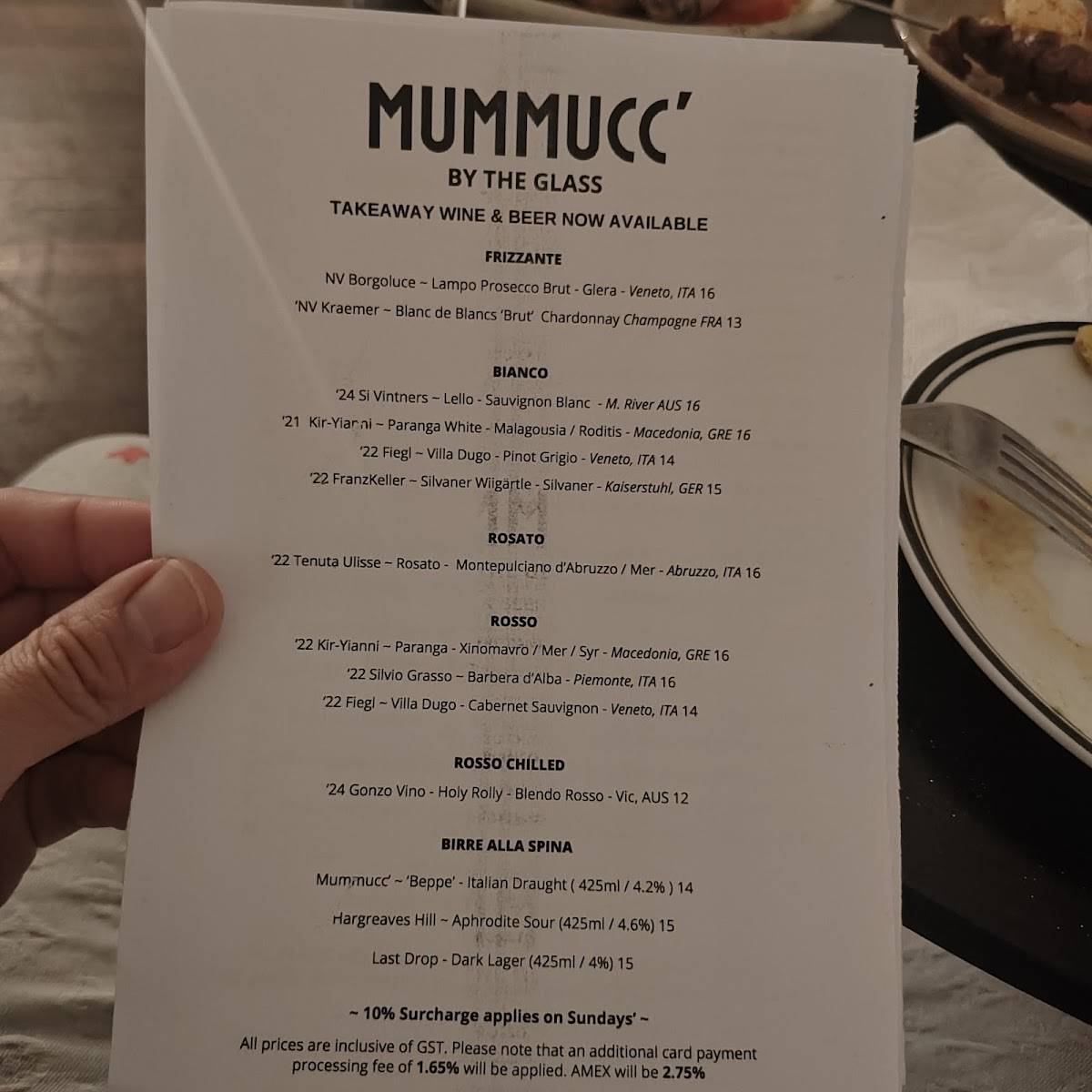 Menu at Mummucc' pub & bar, Wembley
