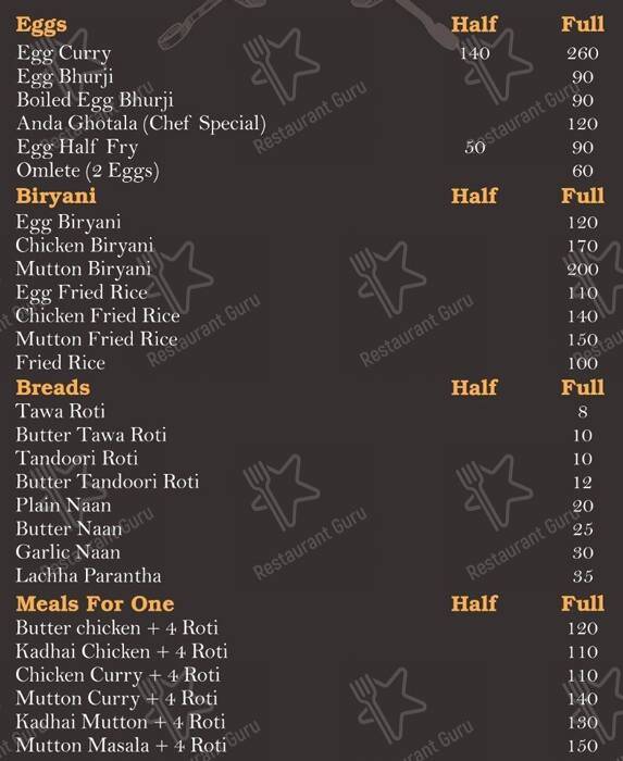 Menu at Murg Mutton Masala, Jaipur, Plot 98