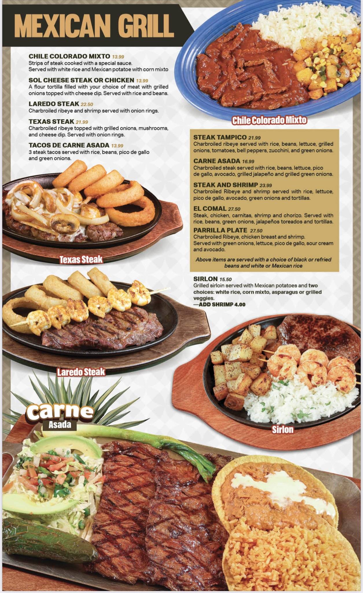 Menu at Don Sol Mexican Grill restaurant, Murray