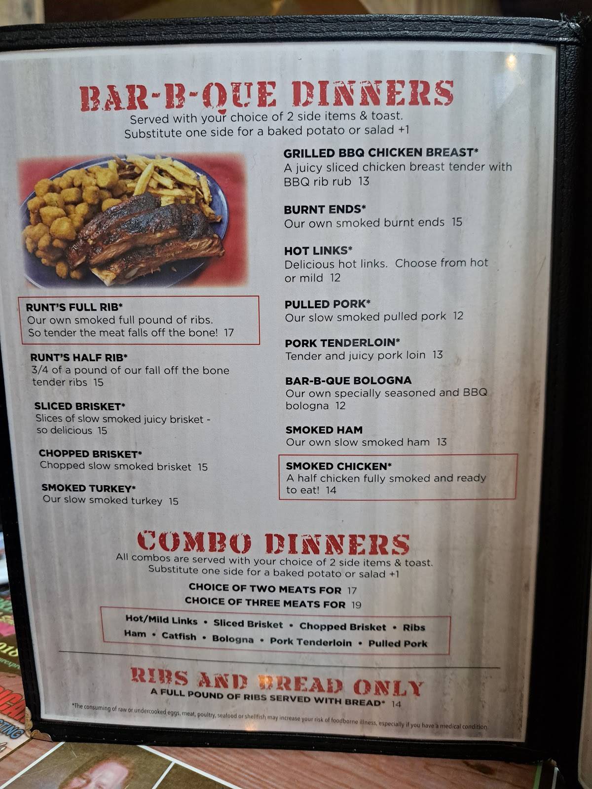 Menu at Runts Bar BQ & Grill, Muskogee