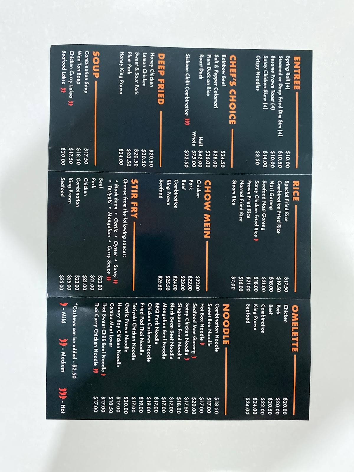 Menu at My Friend’s Place restaurant, Walkerston