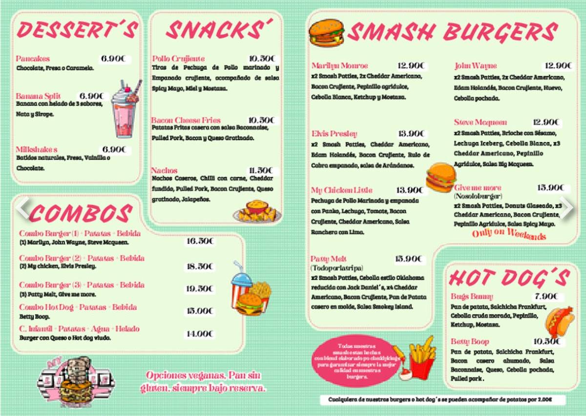 Menu at My Little Diner - Smash Burgers restaurant, Bilbao
