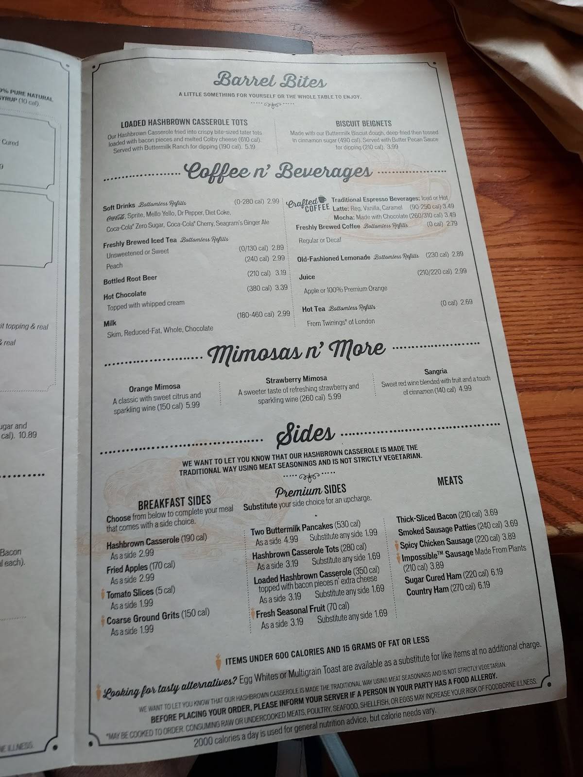 Menu at Cracker Barrel Old Country Store, Myrtle Beach, N Retail Ct