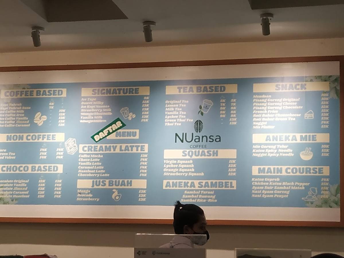 Menu at NUansa Kopi cafe, Jember