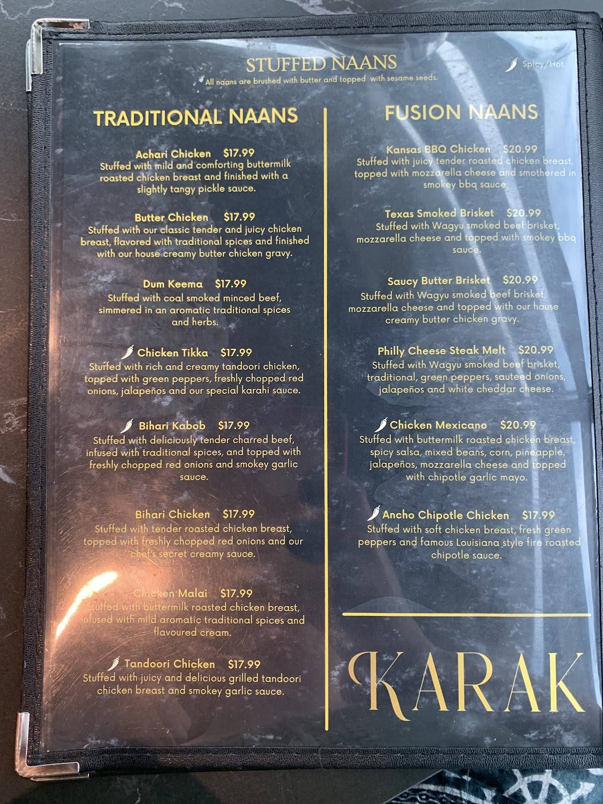 Menu at Naan & Chai restaurant, Mississauga