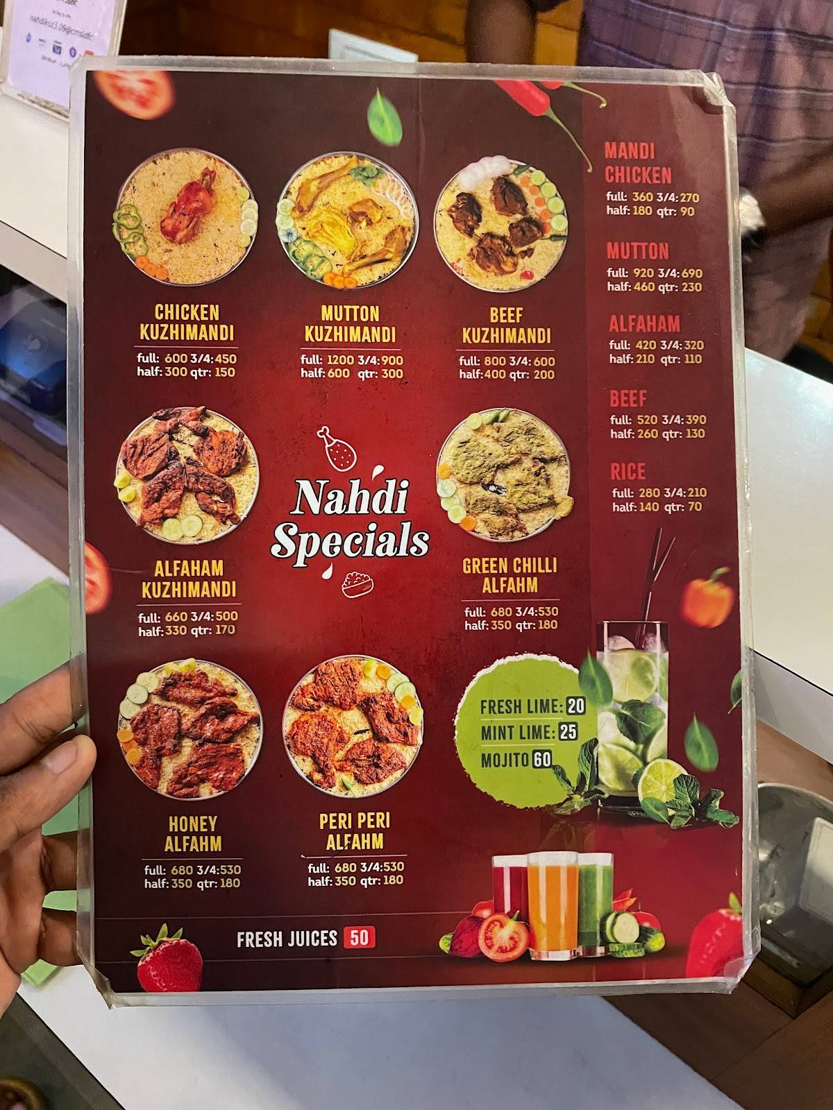 Menu at Nahdi Mandi Restaurant Thrissur, Thrissur