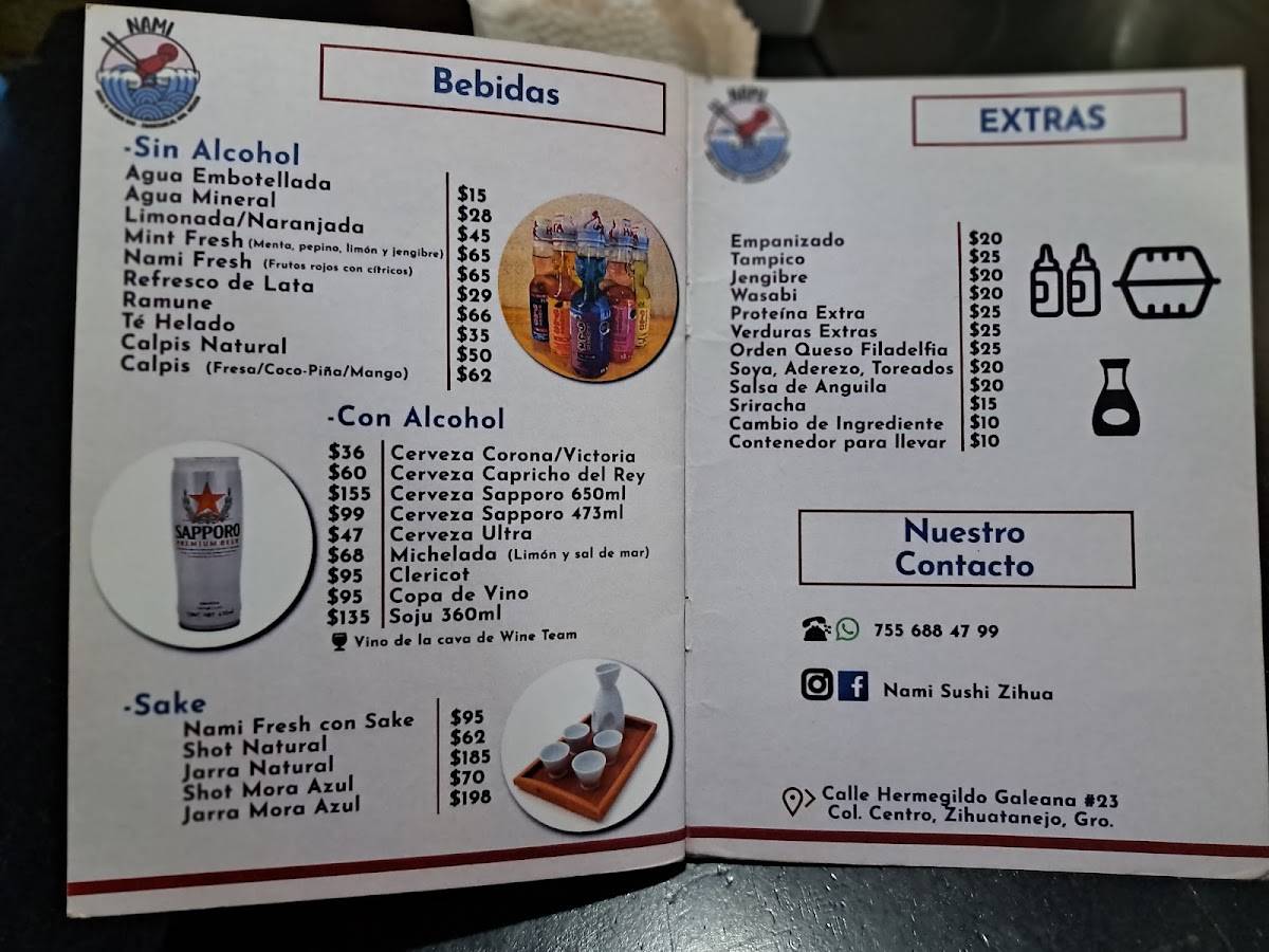 Carta de Nami Sushi & Ramen Bar, Zihuatanejo