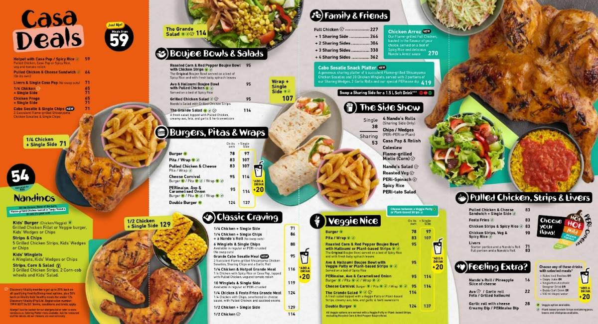 Menu at Nando's Ghandi Square restaurant, Johannesburg, Shop 180
