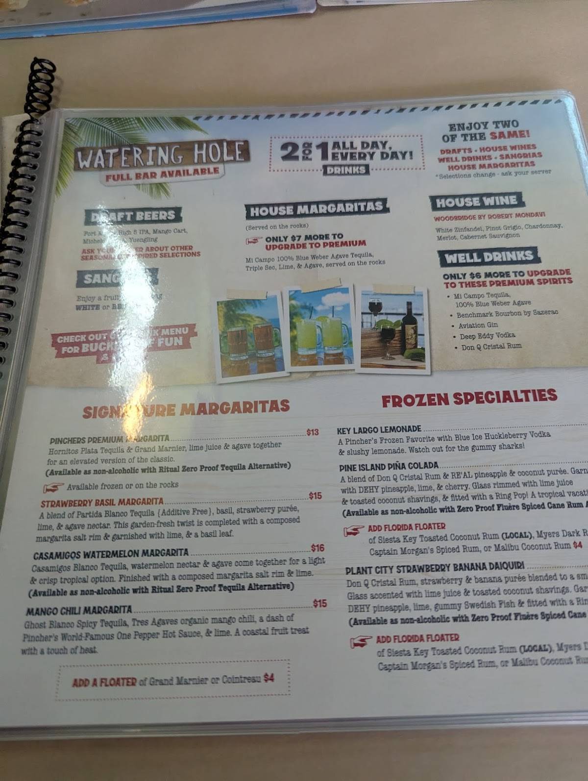 Menu at Pinchers restaurant, Naples, 5th Ave S
