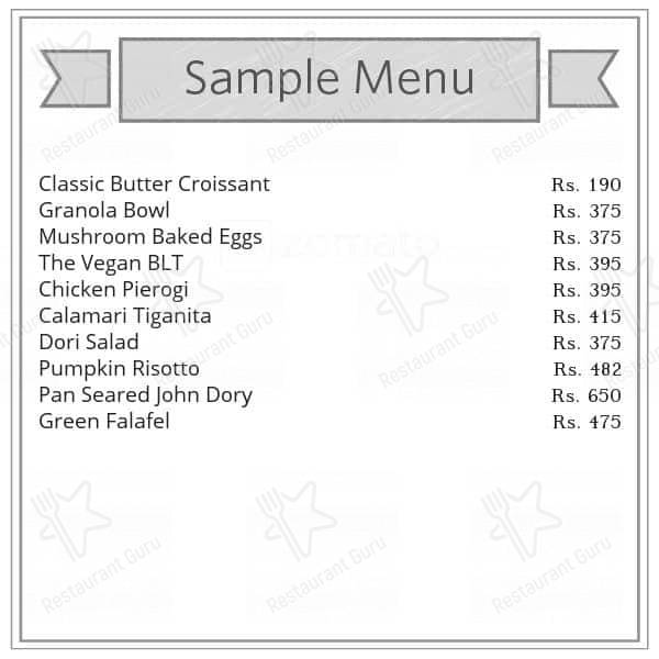 Menu at Café Dori, Mumbai