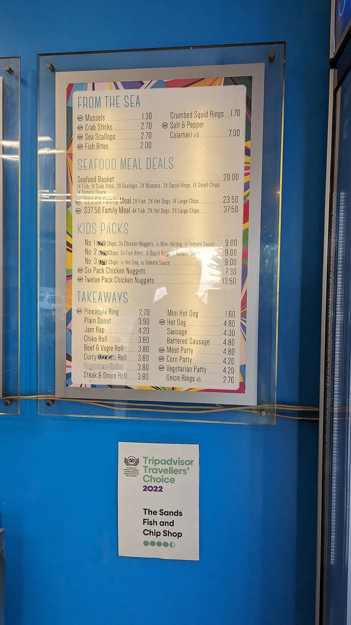 Menu at The Sands Fish and Chip Shop fast food, Nelson