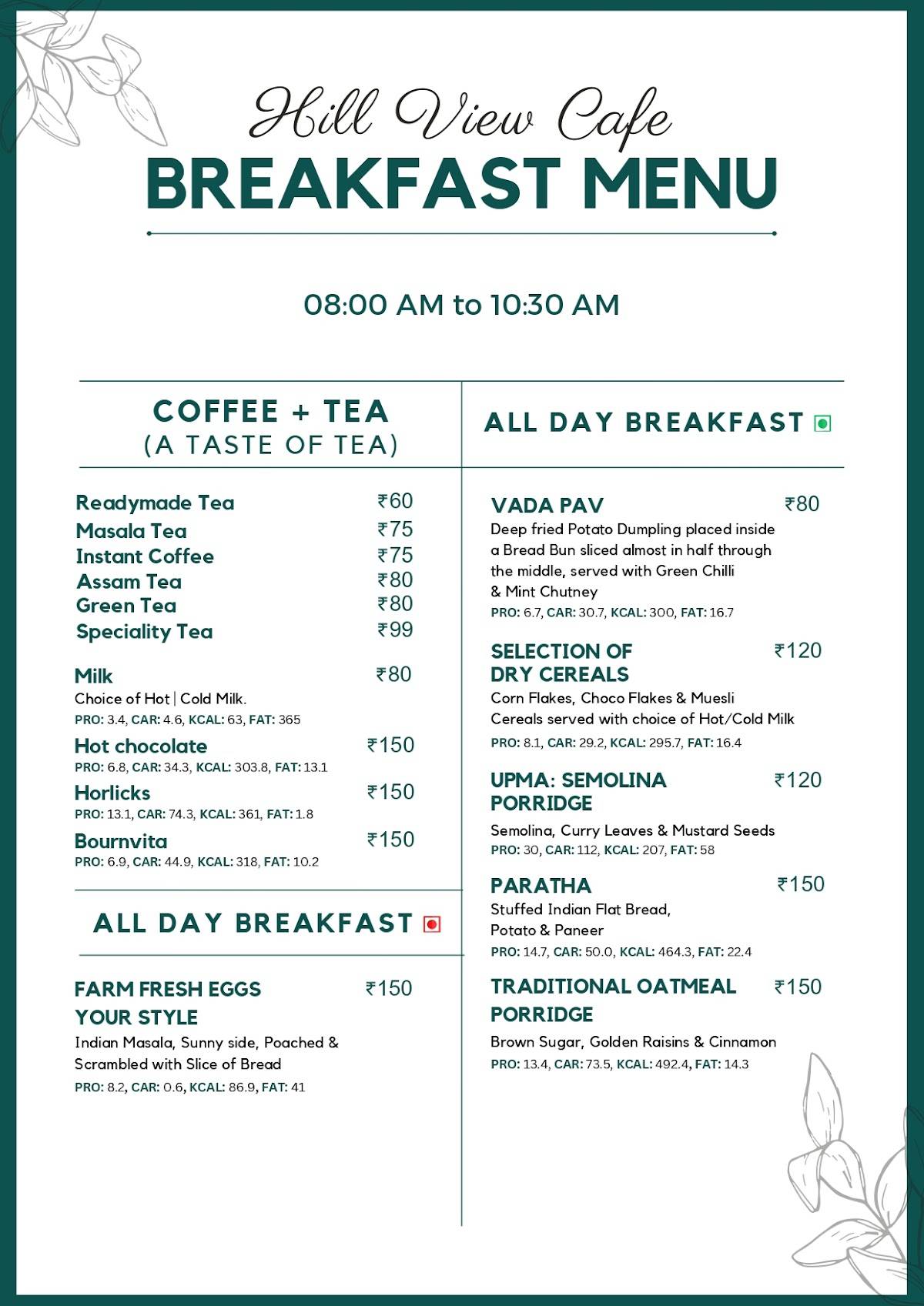 Menu at Hill View Cafe Multi Cuisine Restaurant, Neral - Karjat, Neral