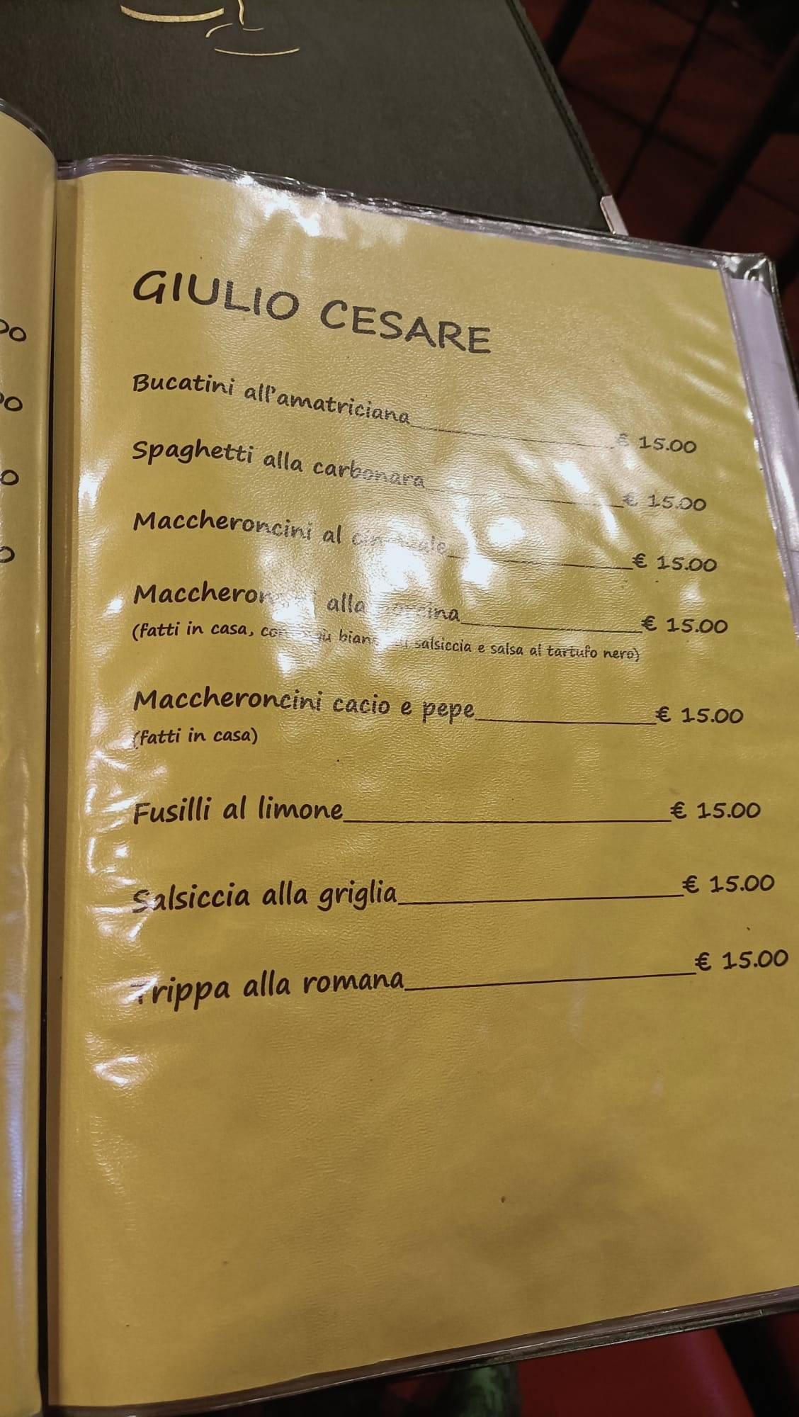 Menu da Trattoria Romana La Lupa ristorante, Nerviano