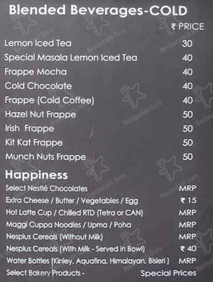 Menu at Nescafé Corner Bistupur, Jamshedpur