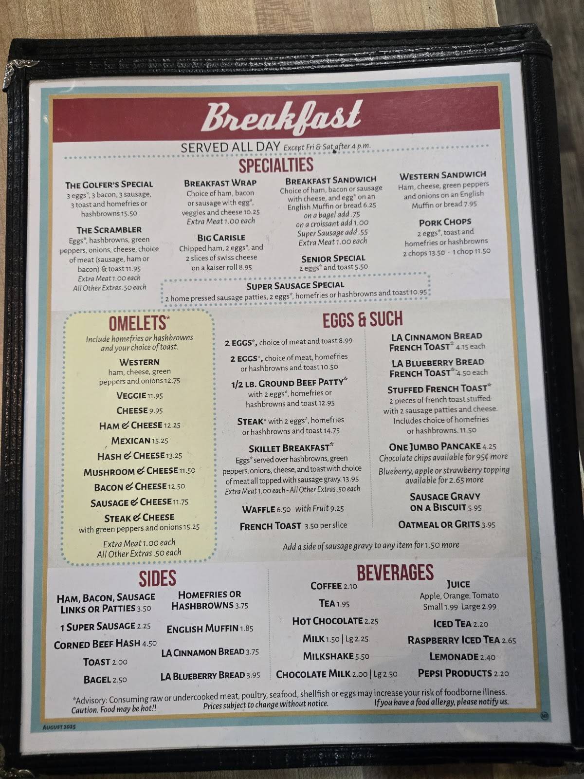 Menu at New Beginnings Family Restaurant, Sugar Grove