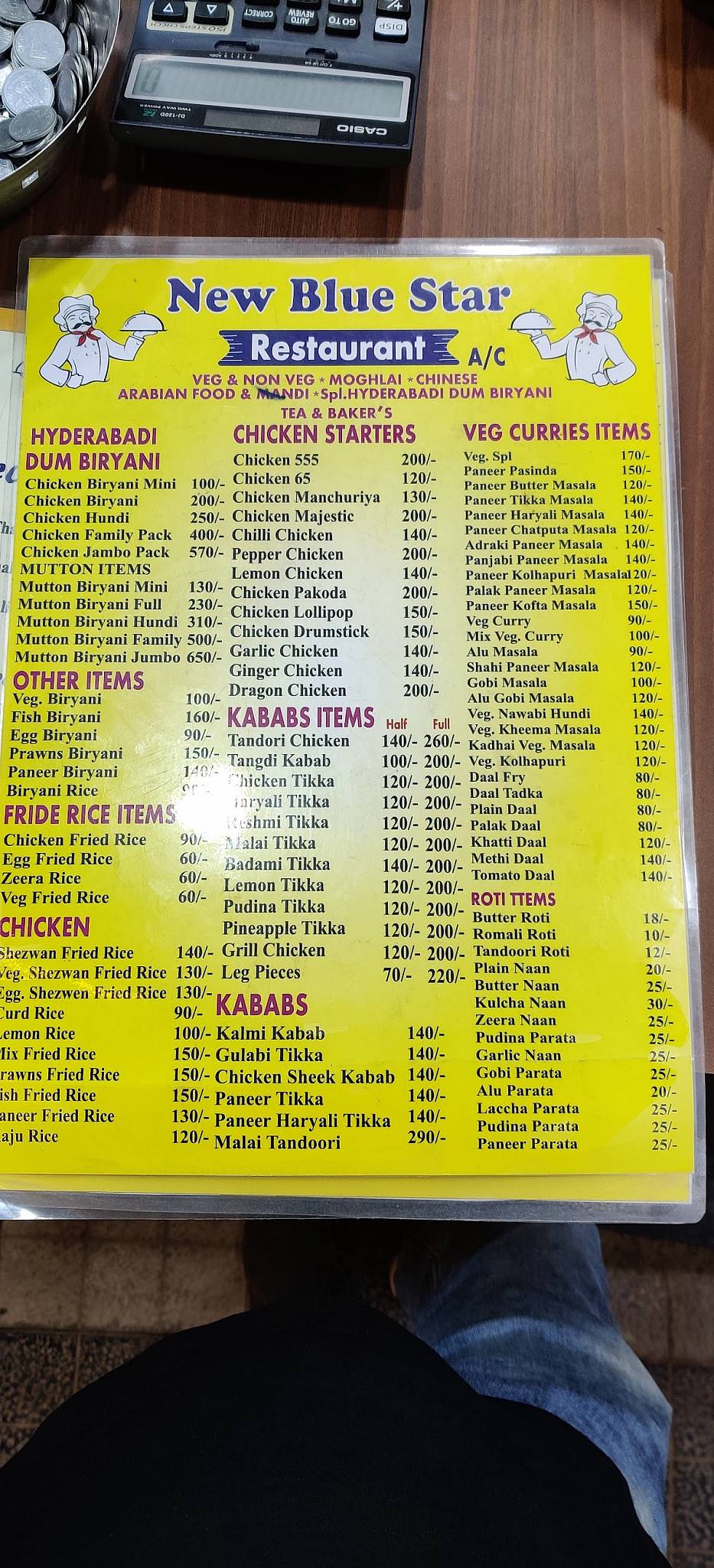 Menu at Blue Star Restaurant, Hyderabad