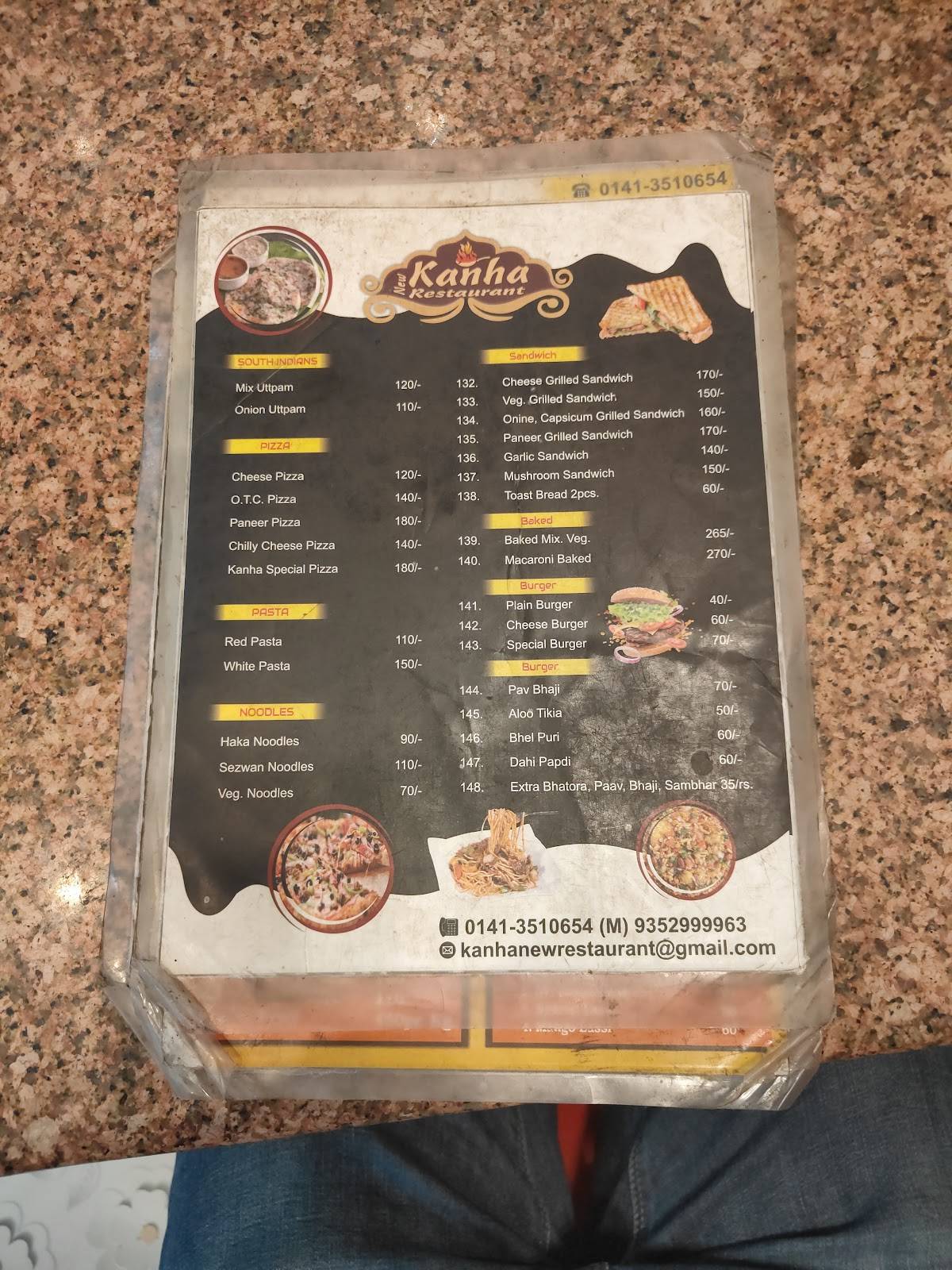 Menu at New Kanha Restaurant, Jaipur, Paramount Public School