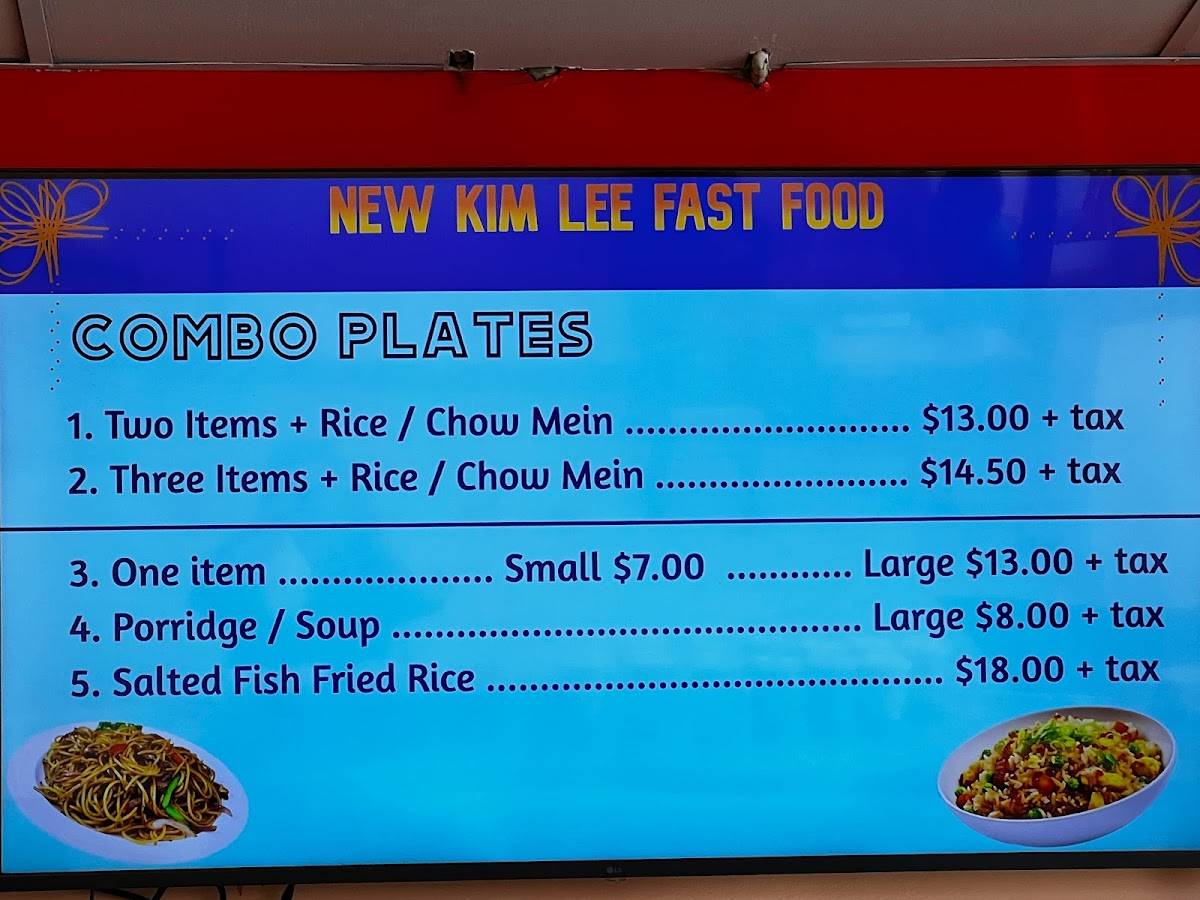 Menu at New Kim Lee Fast Food, Milpitas