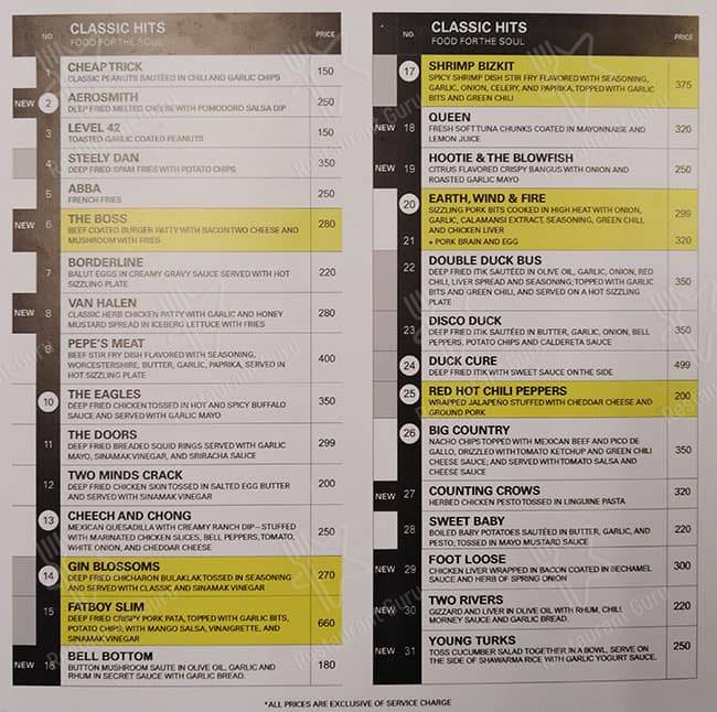 Menu at New Order Urban Lounge Bar, Pasig