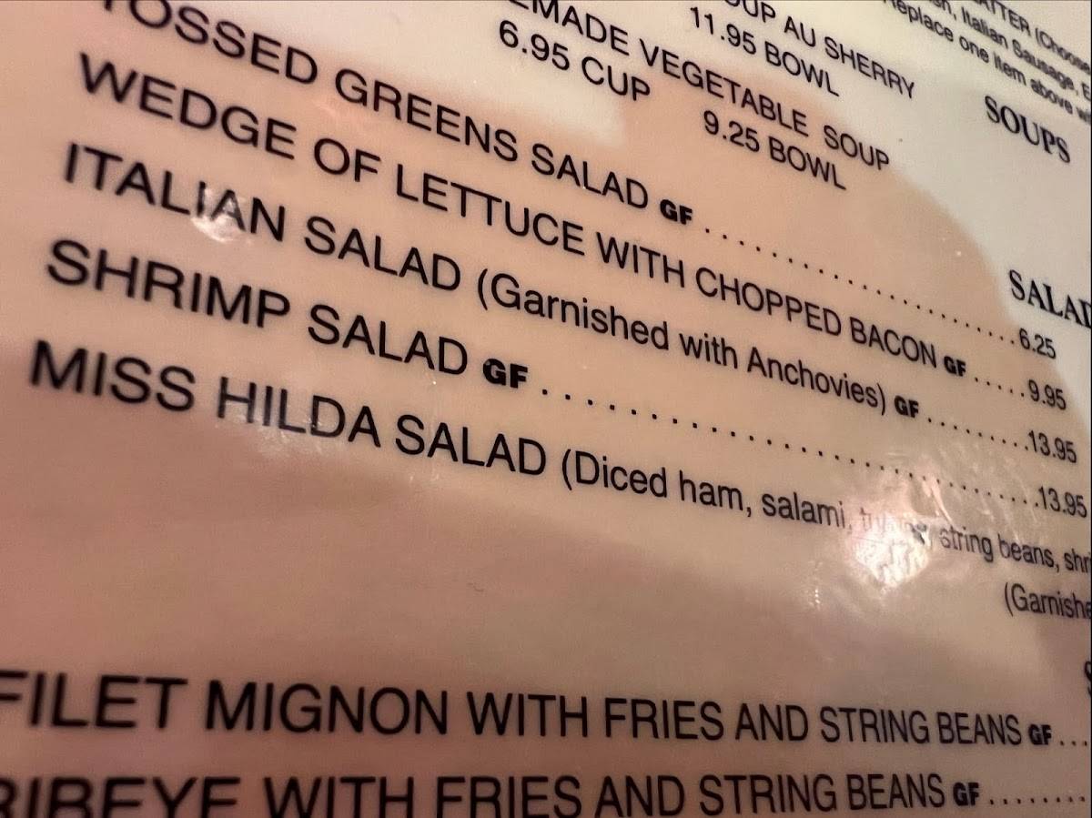 Menu at Mandina's Restaurant, New Orleans