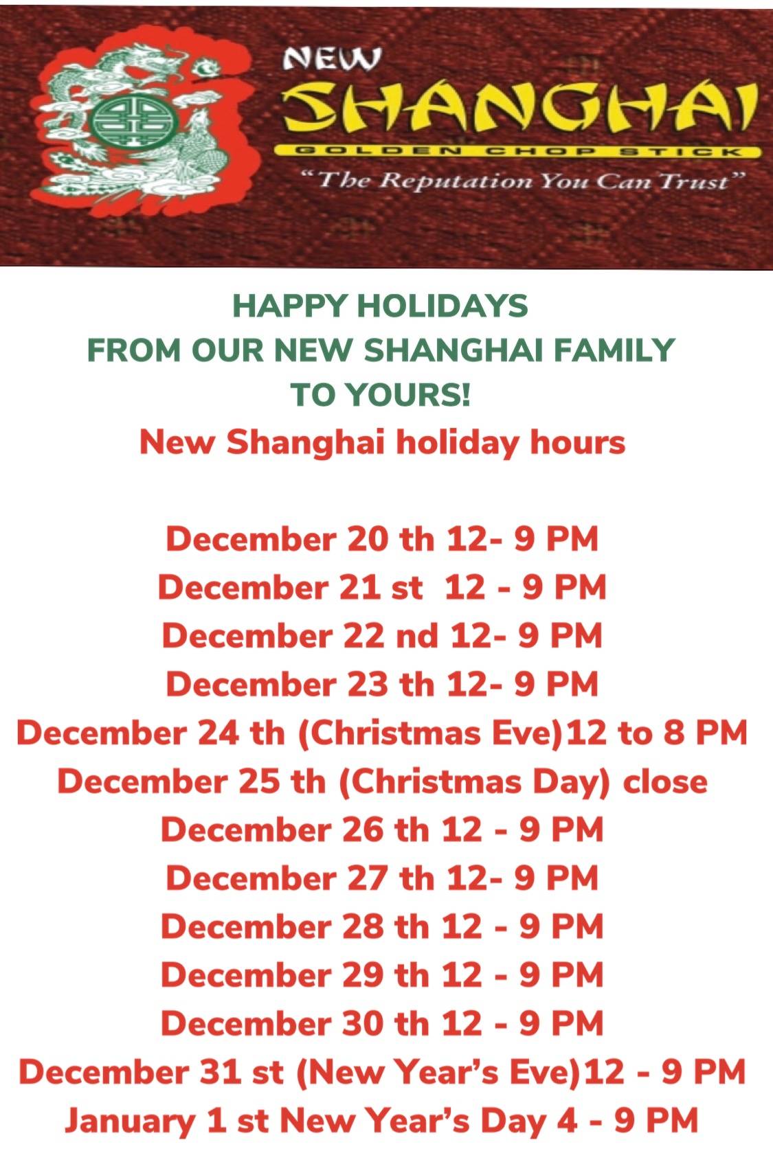 Menu at New Shanghai Golden Chopstick Restaurant, Lethbridge