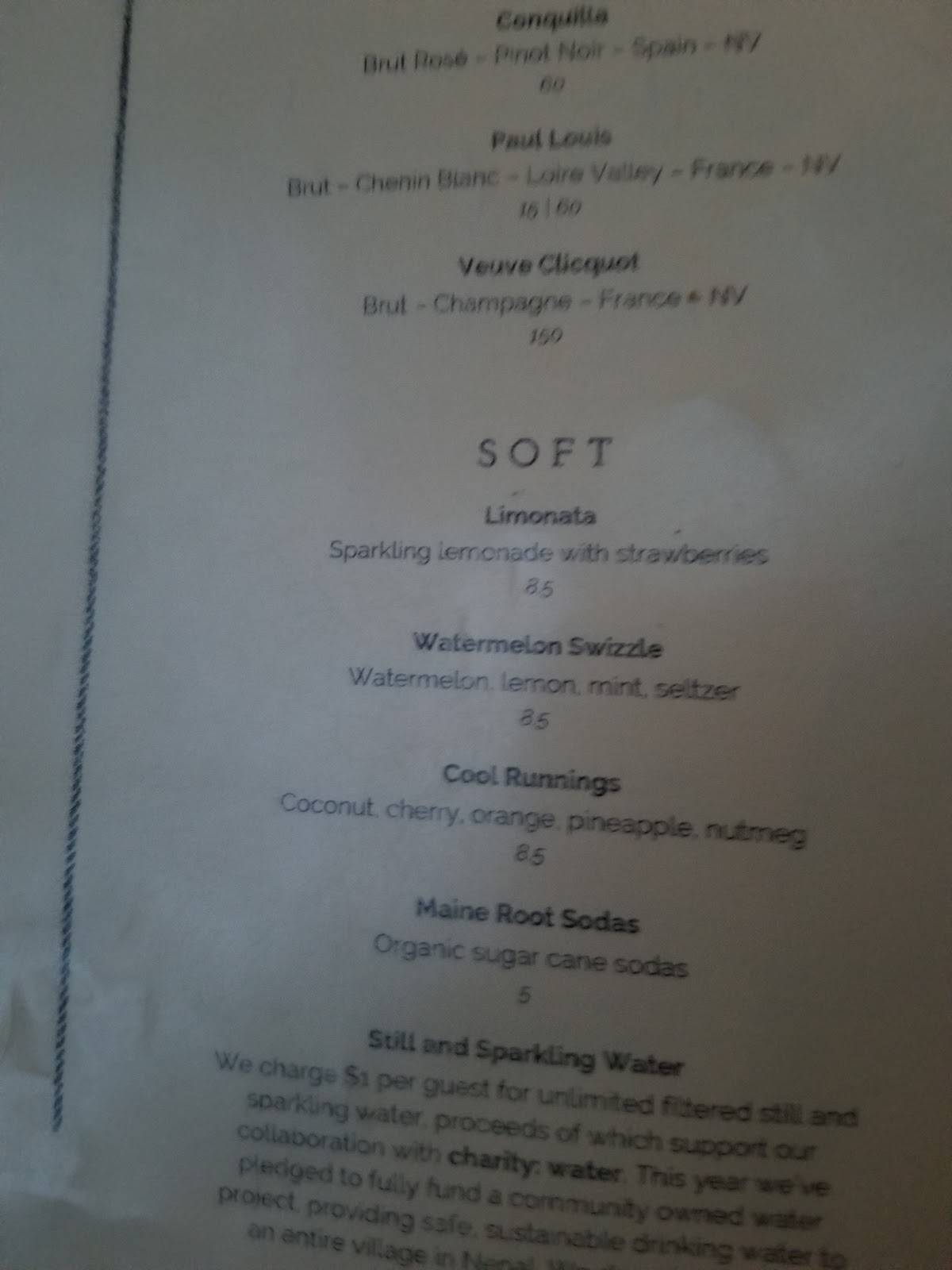Menu at Pilot pub & bar, New York City
