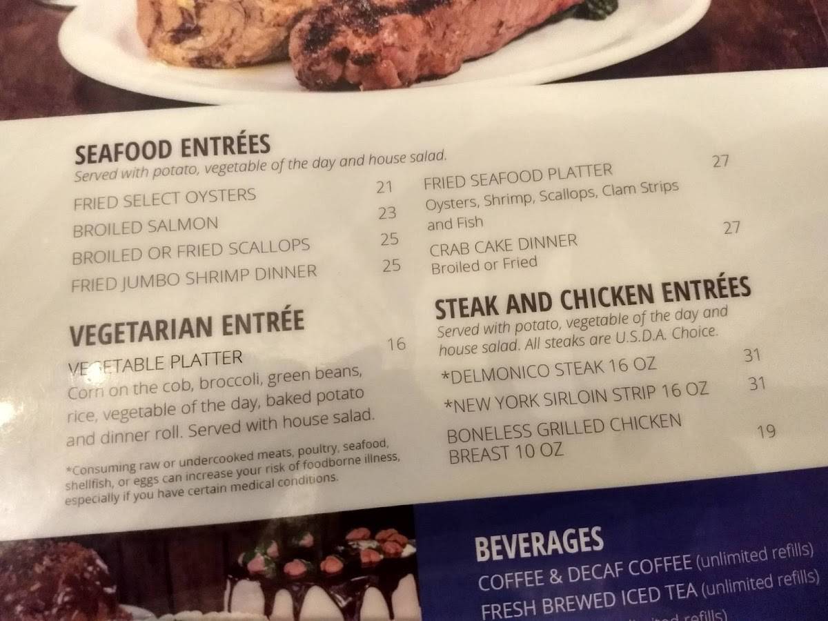 Menu at Captain George's Seafood Restaurant, Williamsburg