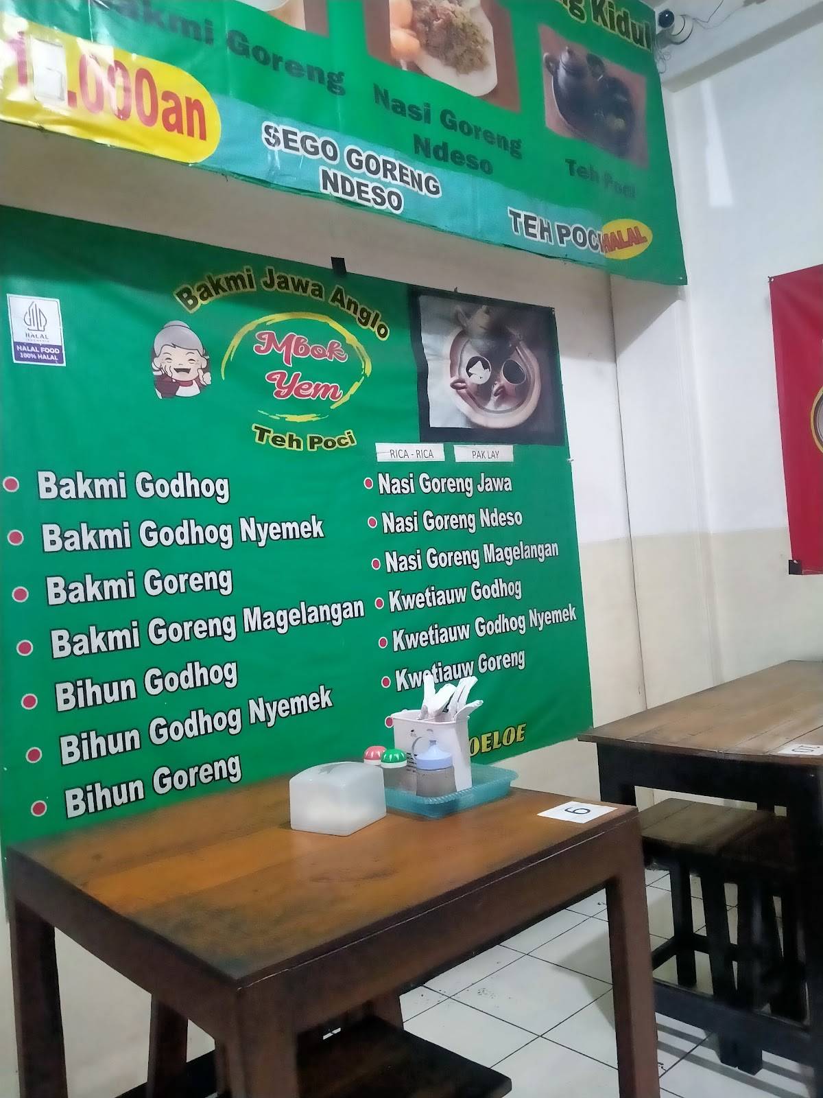 Carta del restaurante Bakmi Jawa Anglo Mbok Yem, Ngabeyan