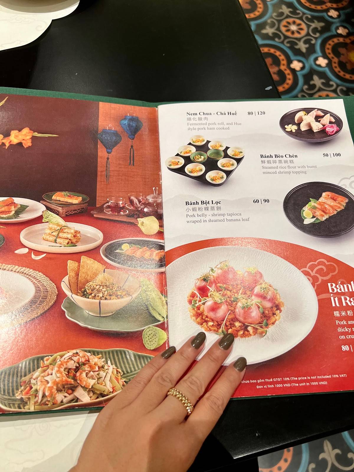 Menu at Ngọ Môn-Vietnamese Cuisine restaurant, Ho Chi Minh City