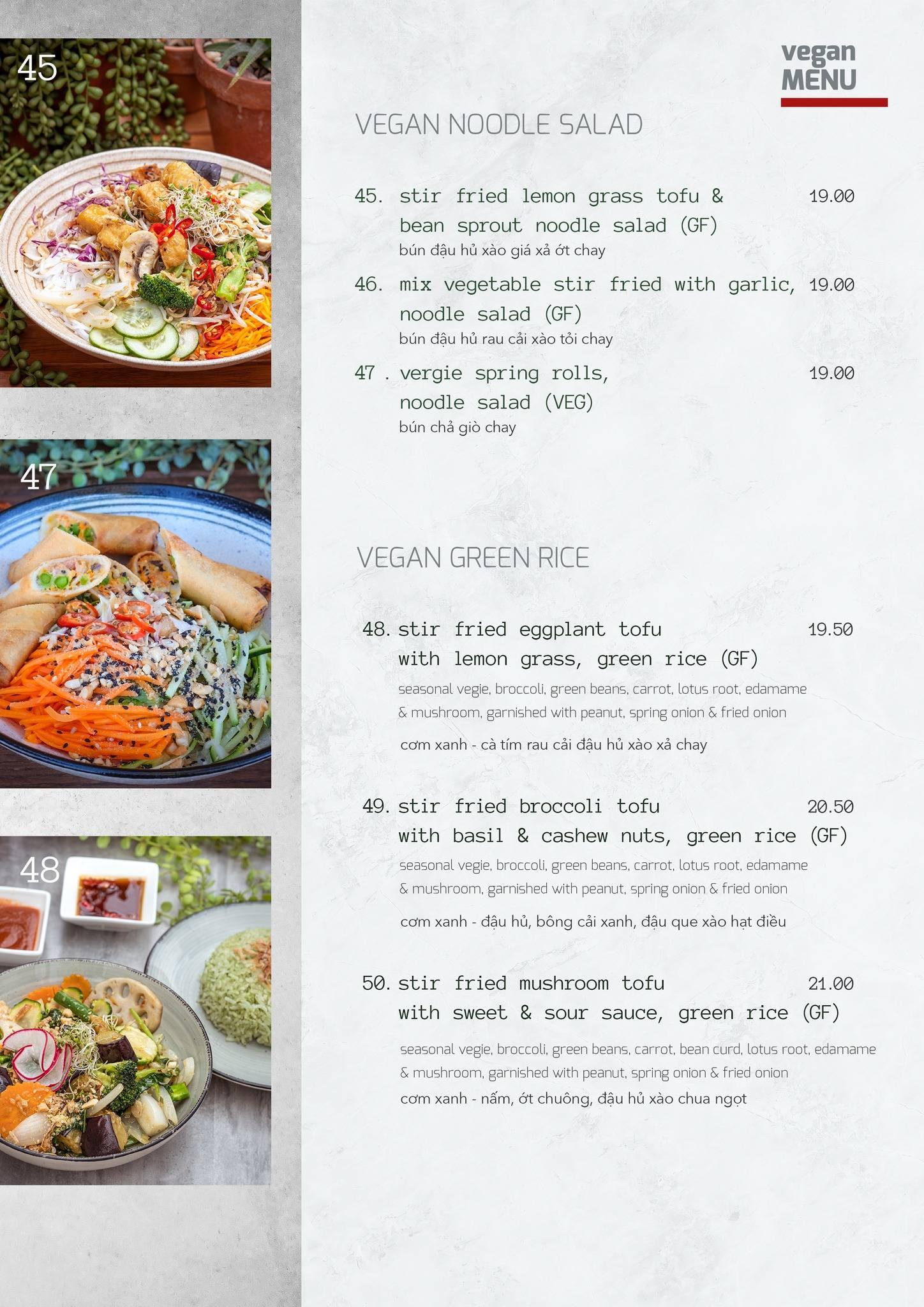 Menu at Nguyen Garden Vietnamese Noodle House restaurant, Marrickville