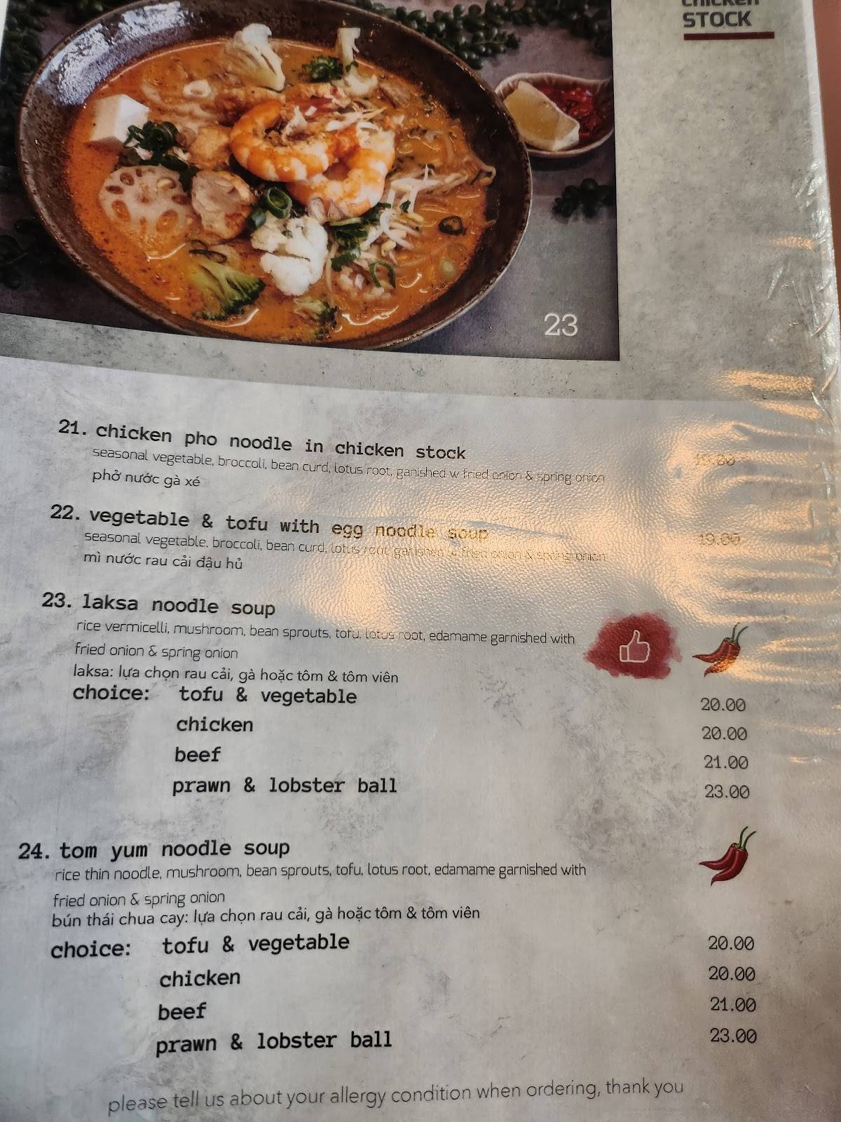 Menu at Nguyen Garden Vietnamese Noodle House restaurant, Marrickville