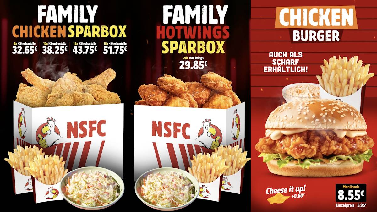 Menu at Nick‘s Fried Chicken fast food, Kaiserslautern