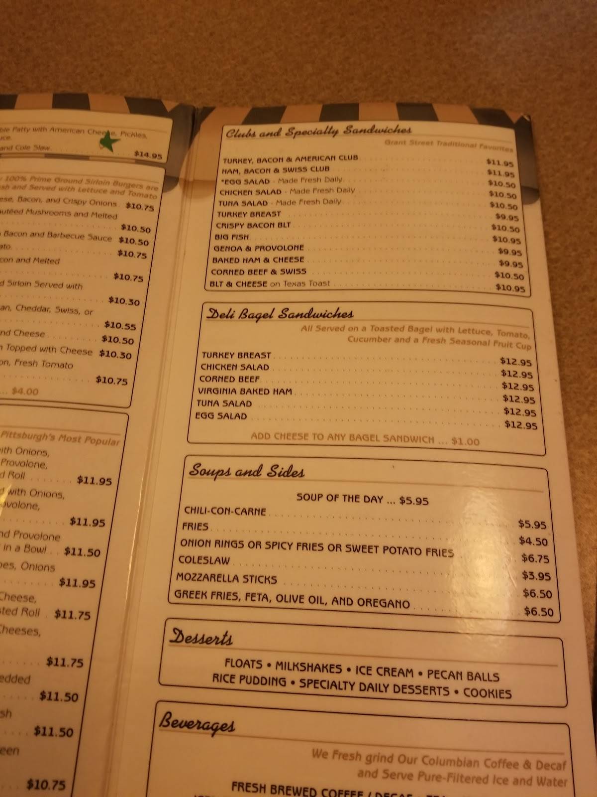 Menu at Nicky's Grant Street restaurant, Pittsburgh, 310 Grant St #100