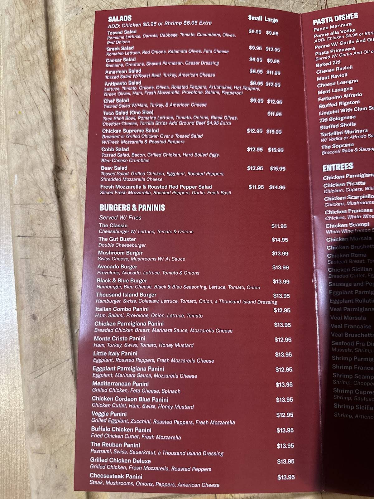 Menu at Nicky's Pizza and Deli pizzeria, Montebello
